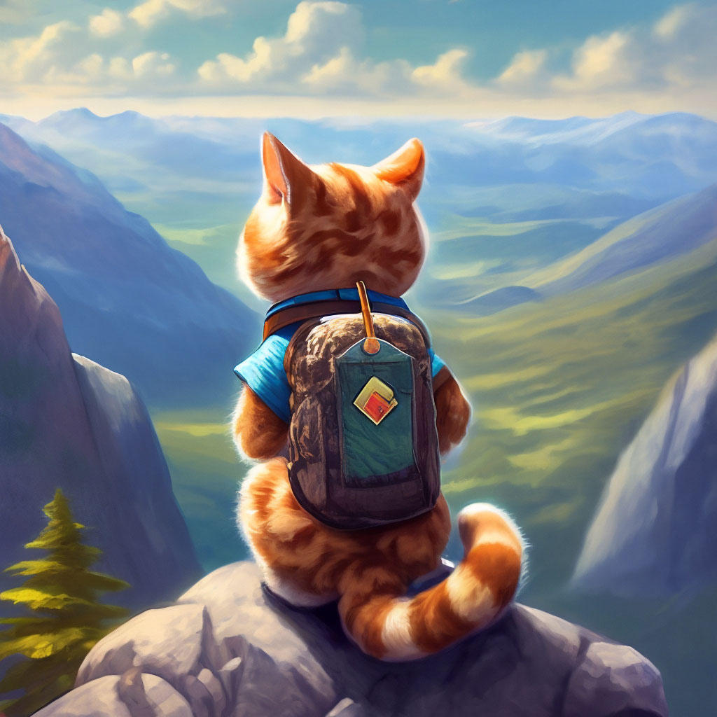 "An anthropomorphic cat with a compass…" — image created in Shedevrum