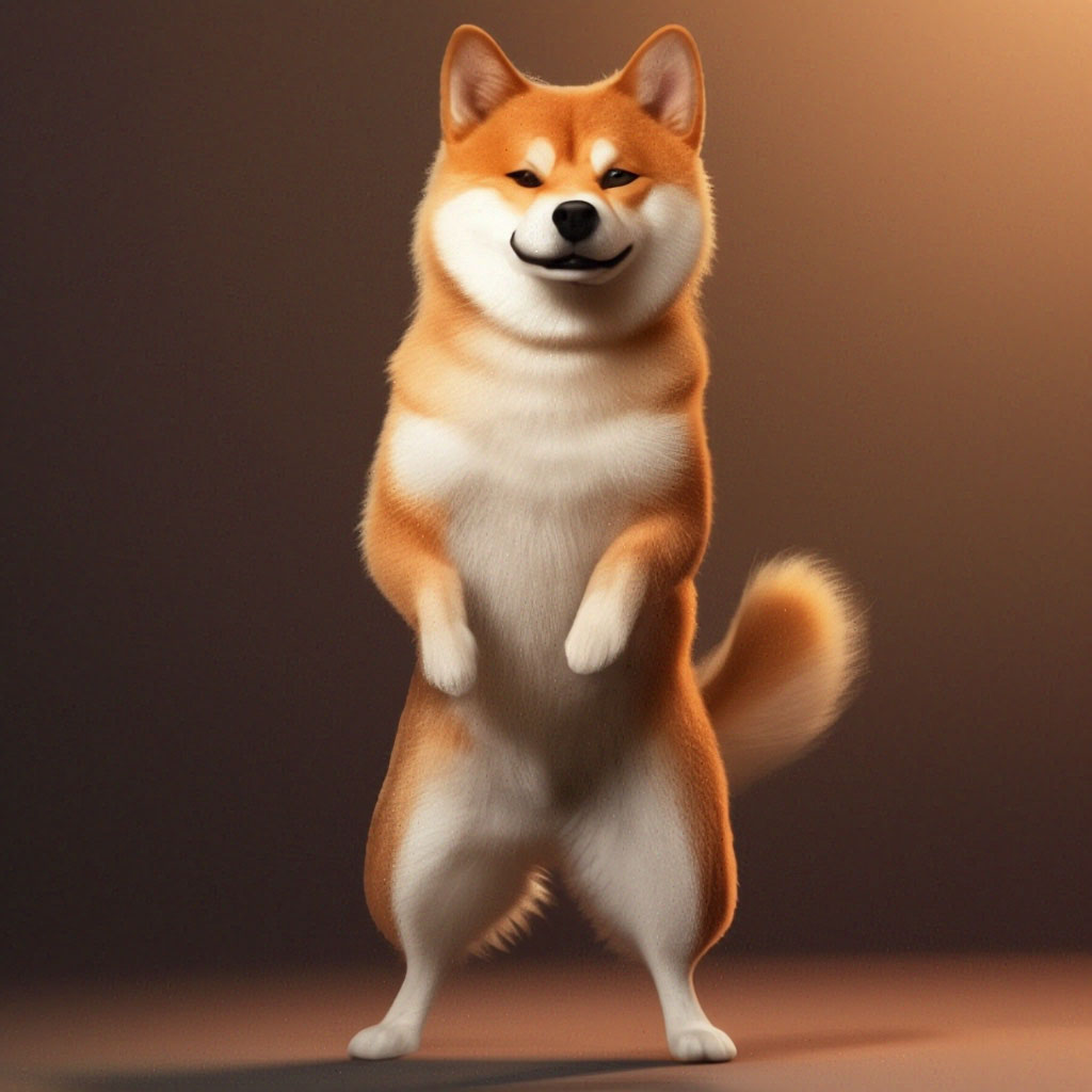 "Draw a Shiba inu standing on its hind…" — image created in Shedevrum