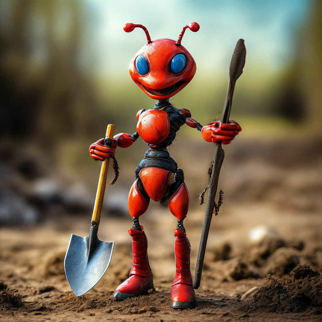an anthropomorphic ant, in human form, with a face, eyes, arms, legs ...
