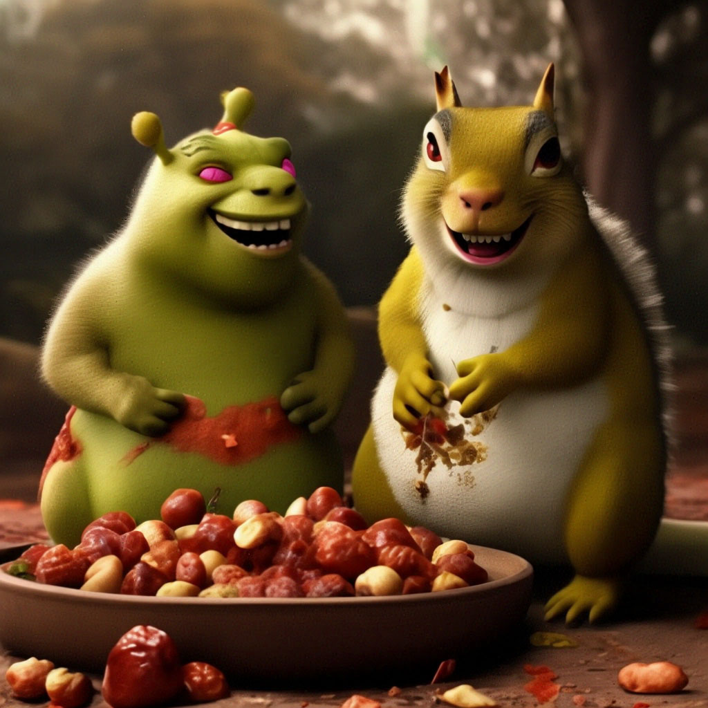 "Rabid squirrels biting boas with gred nuts inside, doused with nuclear ...