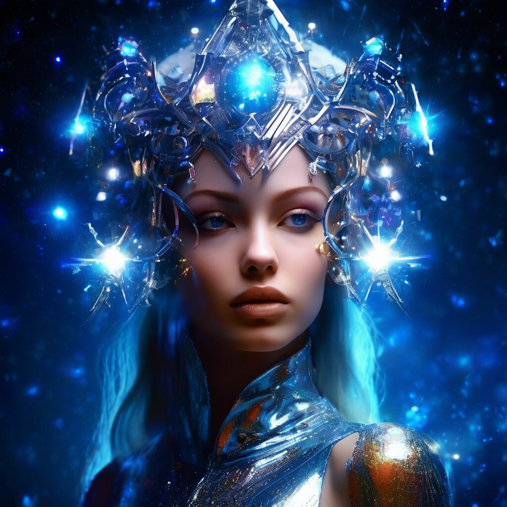 "💎🌌👑 HARMONY a girl with big blue lively expressive eyes futuristic ...