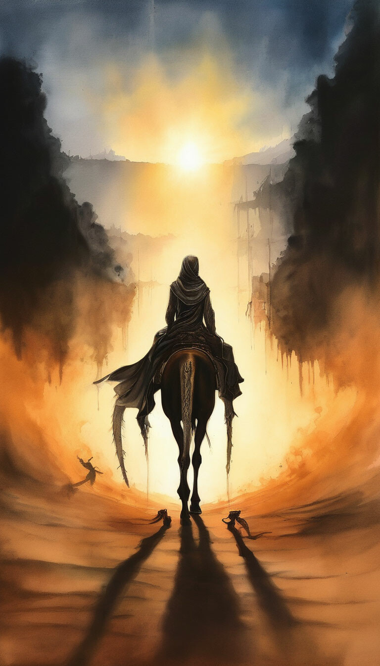 "Parallel worlds... two, suns, two moons, desert, Bedouins riding ...