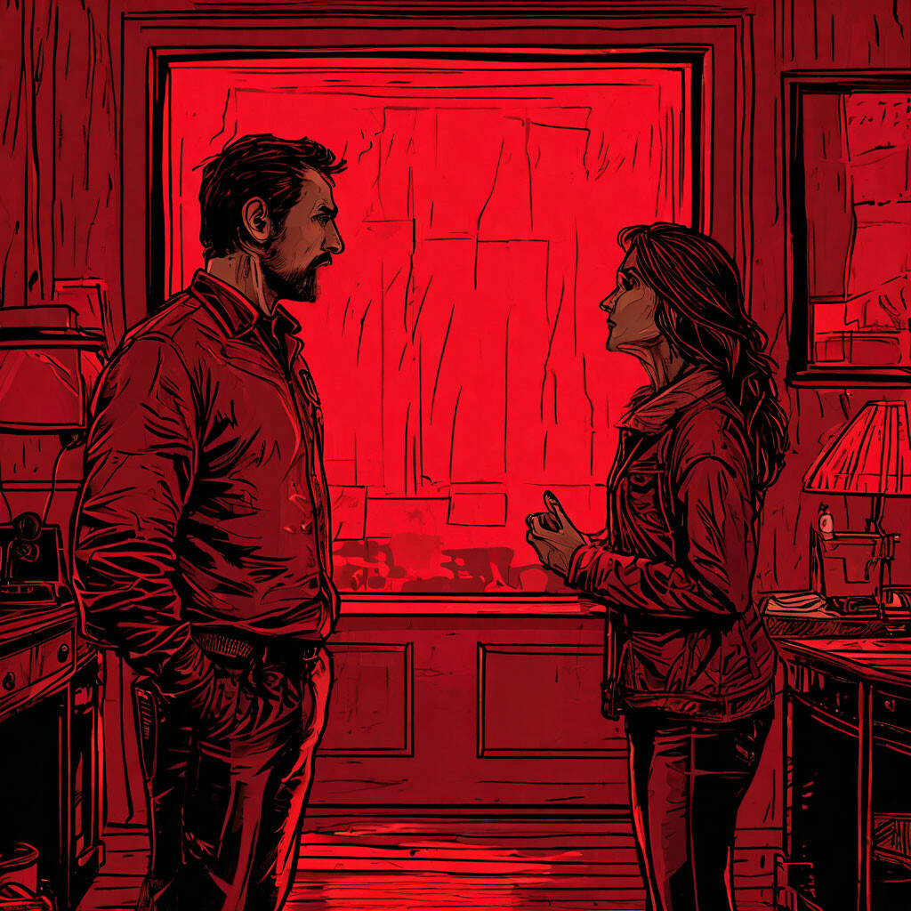 "The tone is aggressive, red.the …" — image created in Shedevrum