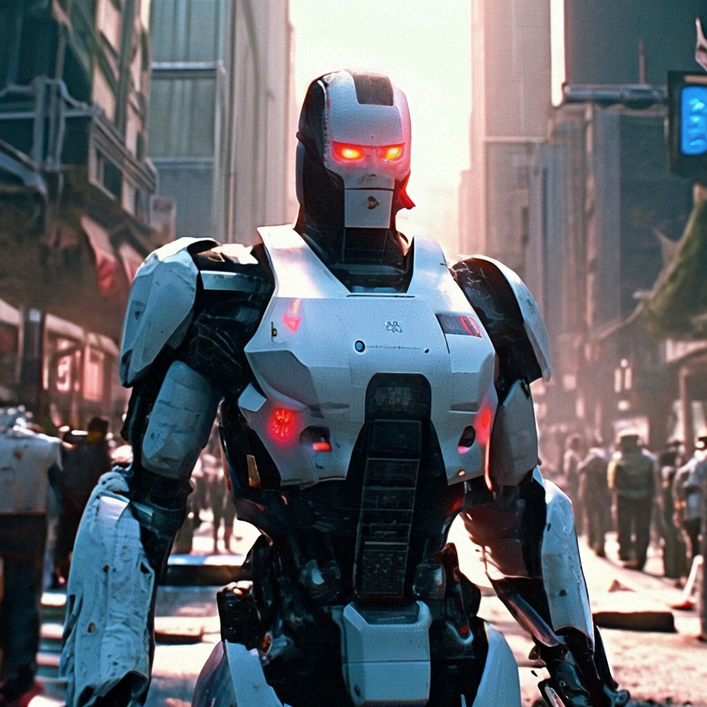 "RoboCop, cinematic, brutal,action movie, city security" — image ...