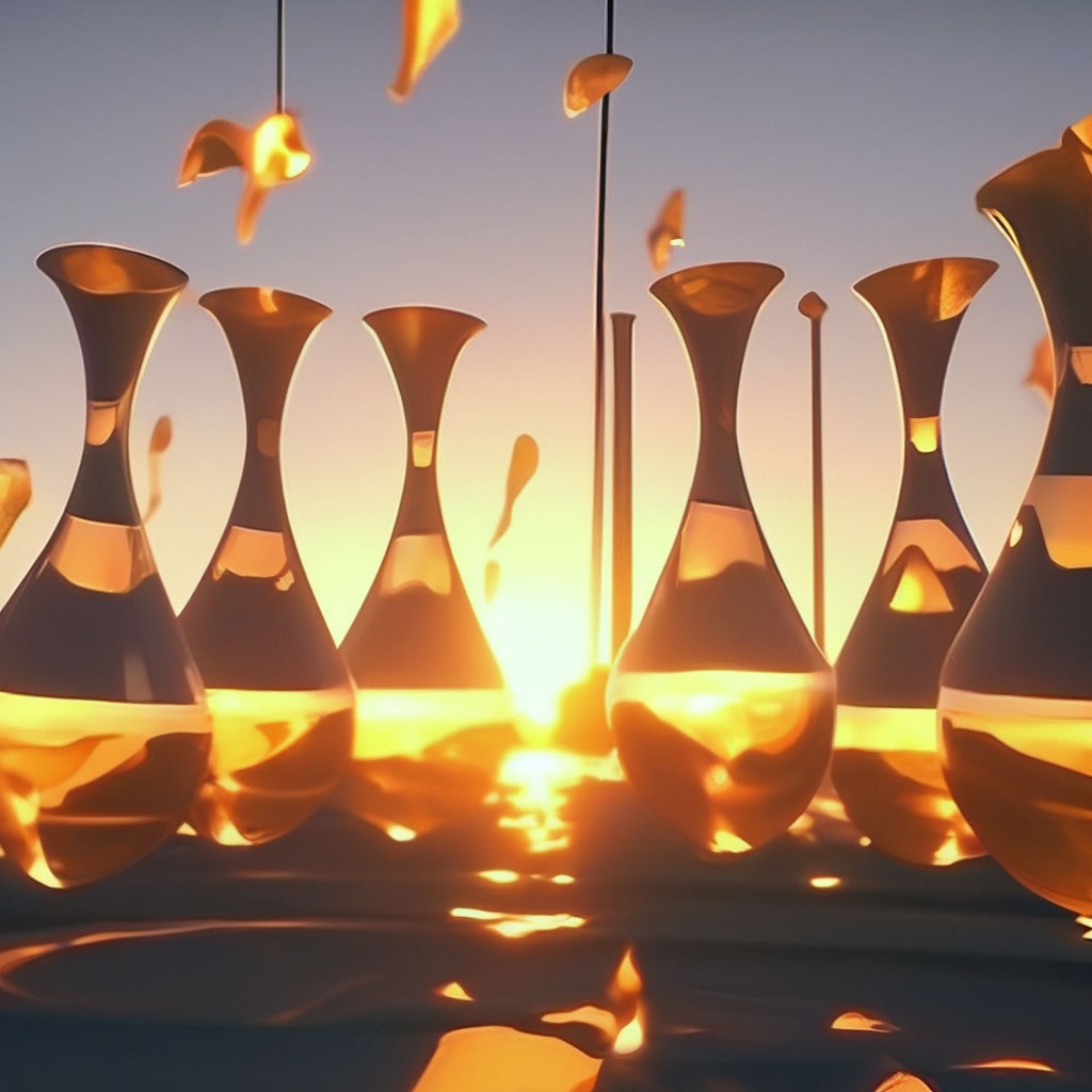 "Teardrop-shaped vases, upside down, fall down. Water and steam flow ...