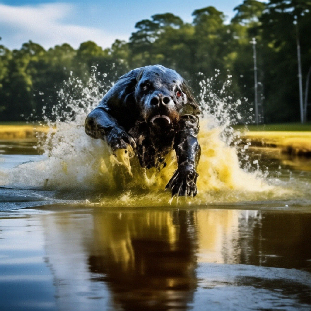"Giant swamp goo climbs out of the swamp" — image created in Shedevrum