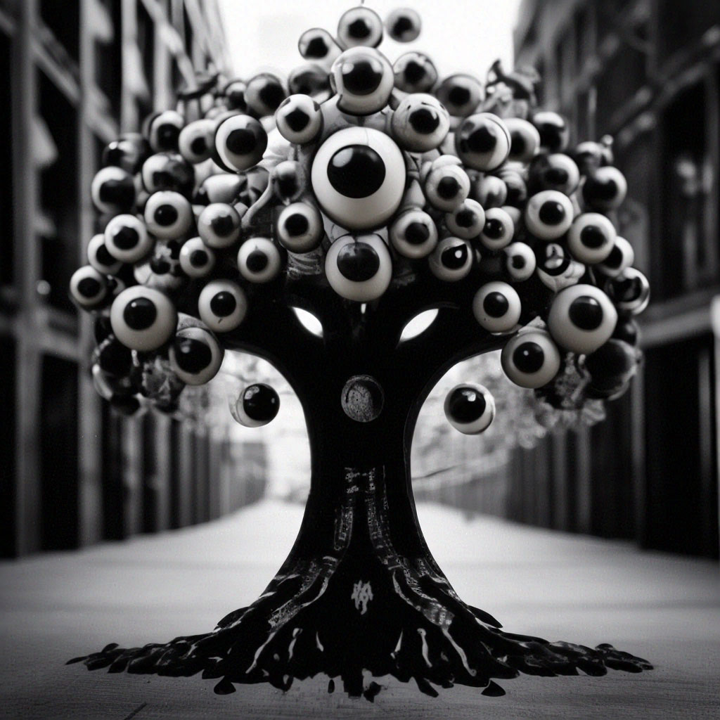 "🖤 a tree made of eyeballs.photo" — image created in Shedevrum