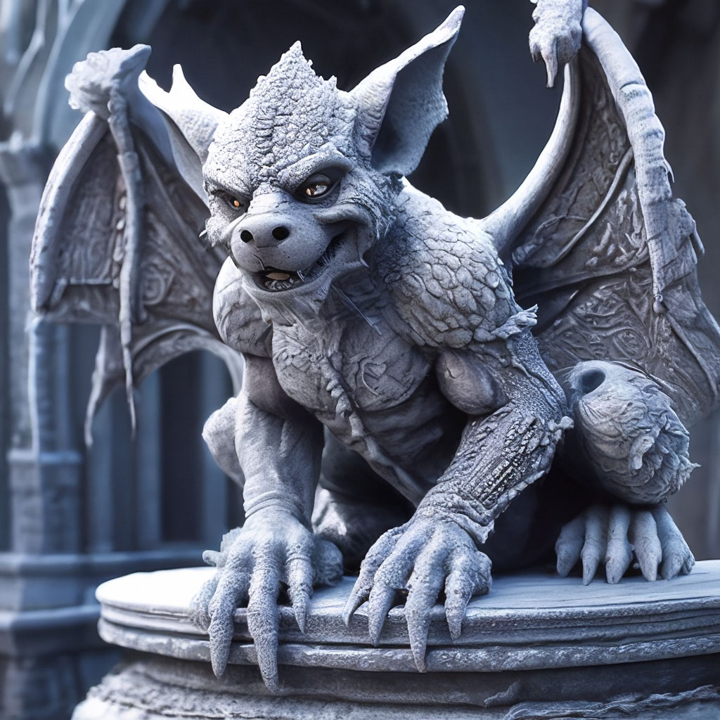 "Gargoyle,3d,horror, 16k,surrealism, careful drawing of details,clear ...