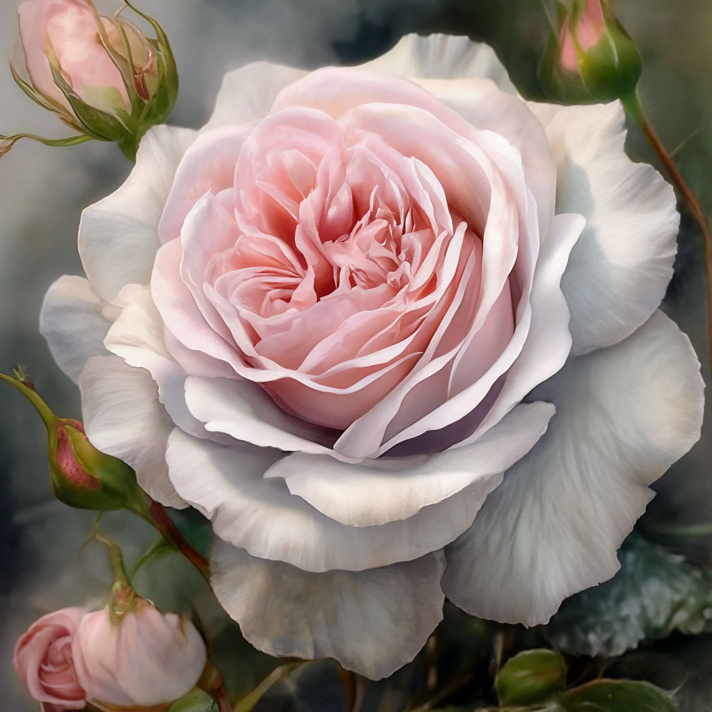 "Gorgeous rose, watercolor drawing photorealism, chiffon, floral ...