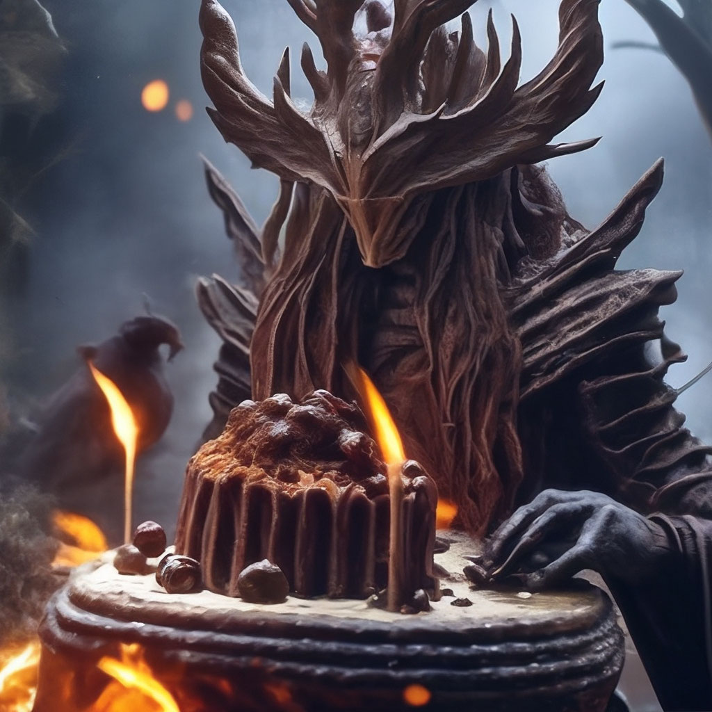 "Chocolate cake in the form of a druid, fantasy, fabulous" — image ...