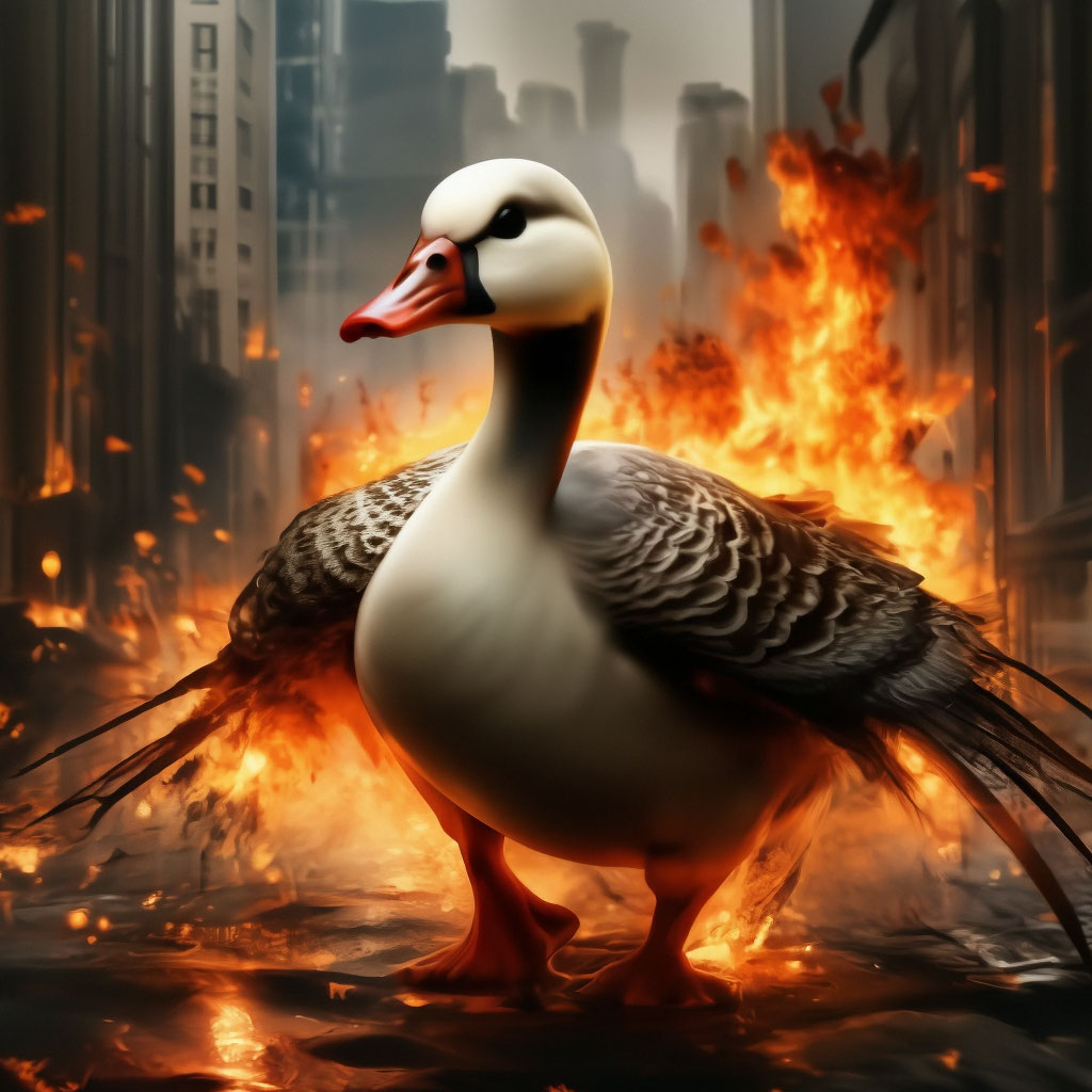 "The fire-eating goose" — image created in Shedevrum