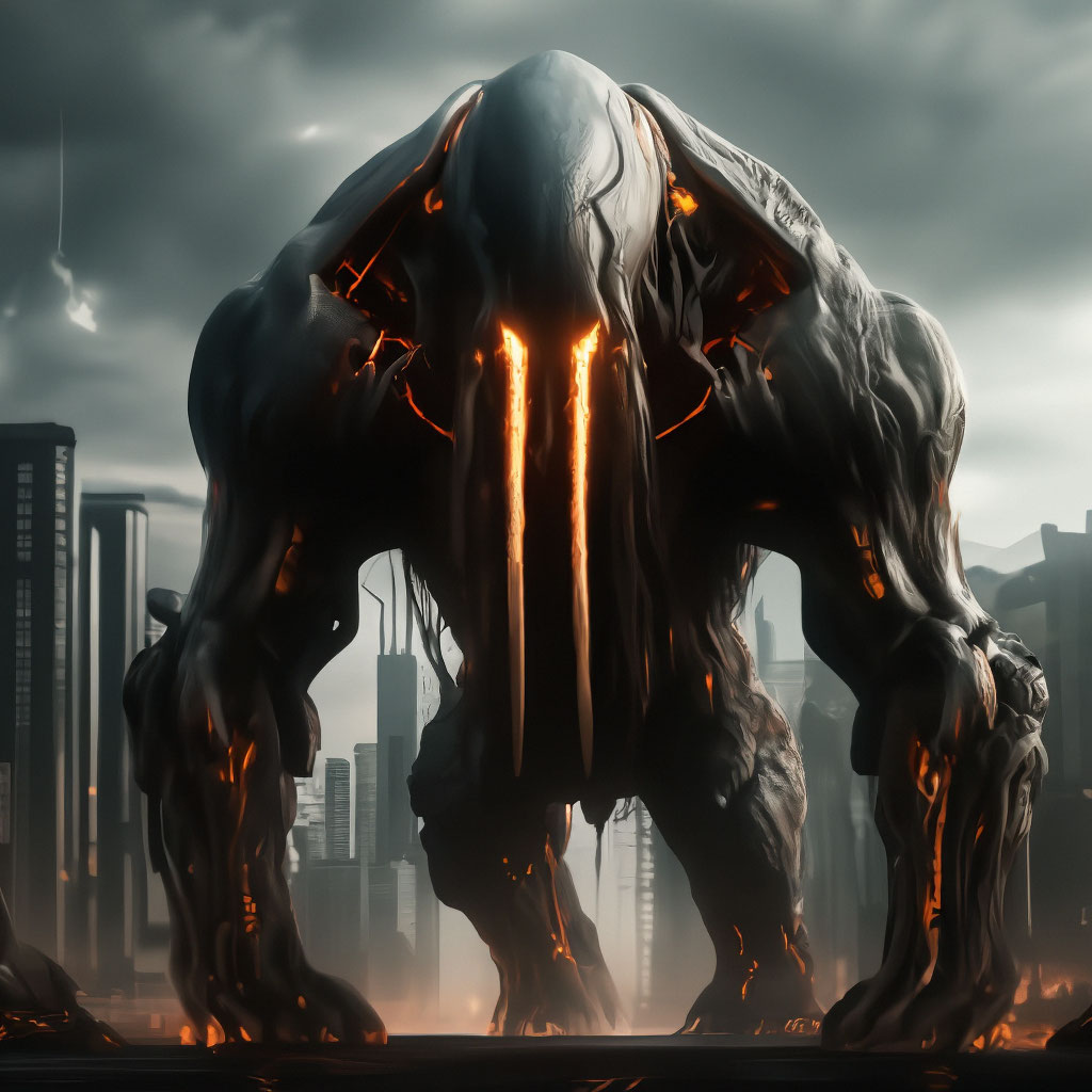 "An amorphous giant creature" — image created in Shedevrum