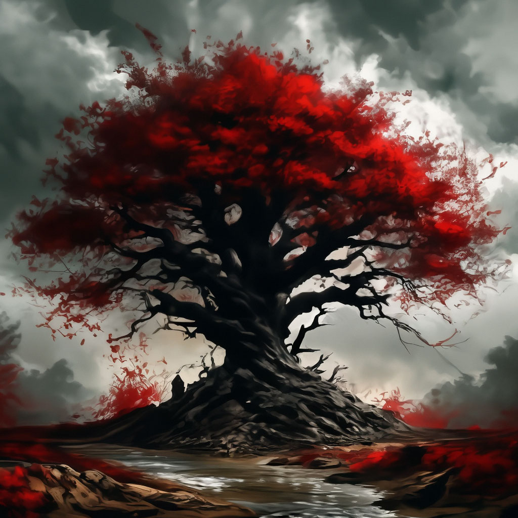 "Dynamite tree" — image created in Shedevrum