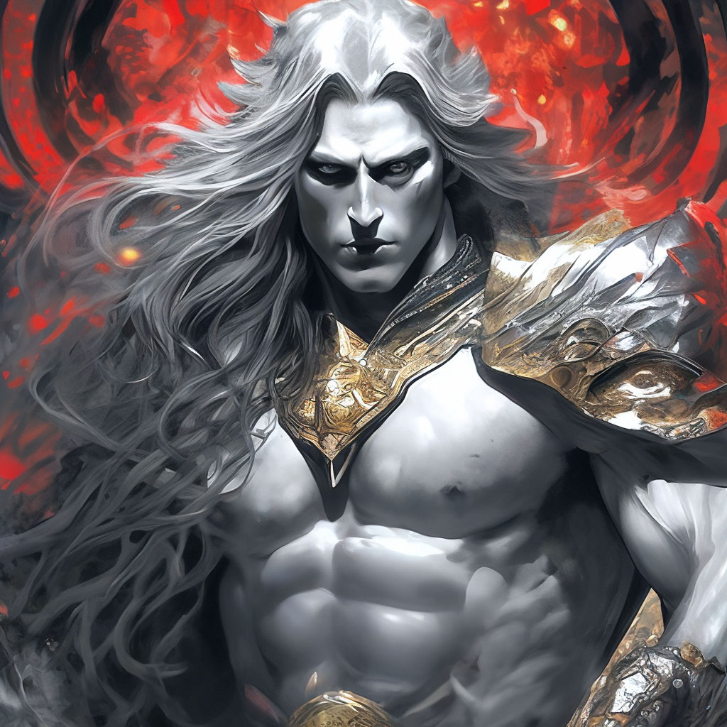 "Great Emperor , anger, cosmic gothic, beautiful stern masculine face ...