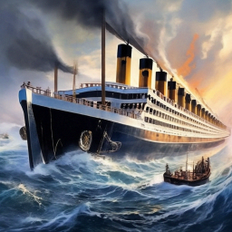 «"Craft a compelling visual representation of the iconic Titanic, the ...