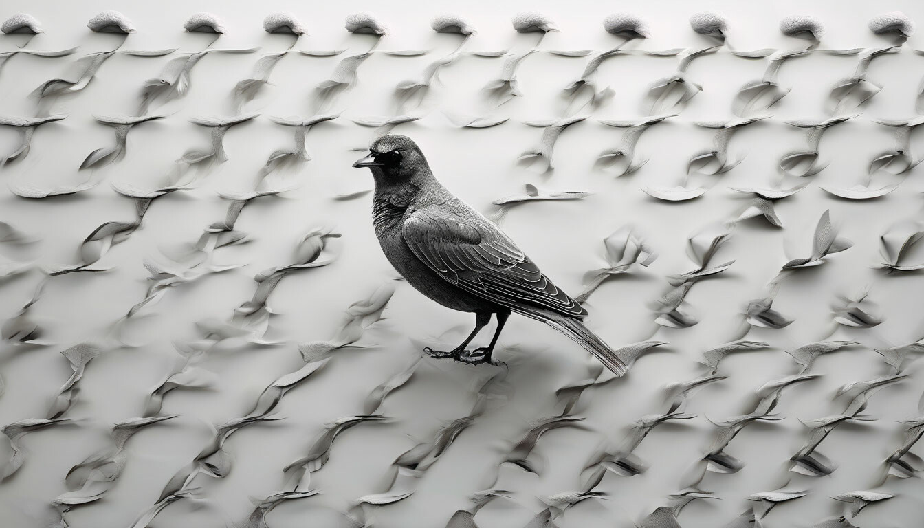 "🤍 A stereo picture is a flat image with repeating patterns, a bird inside" — image created in ...