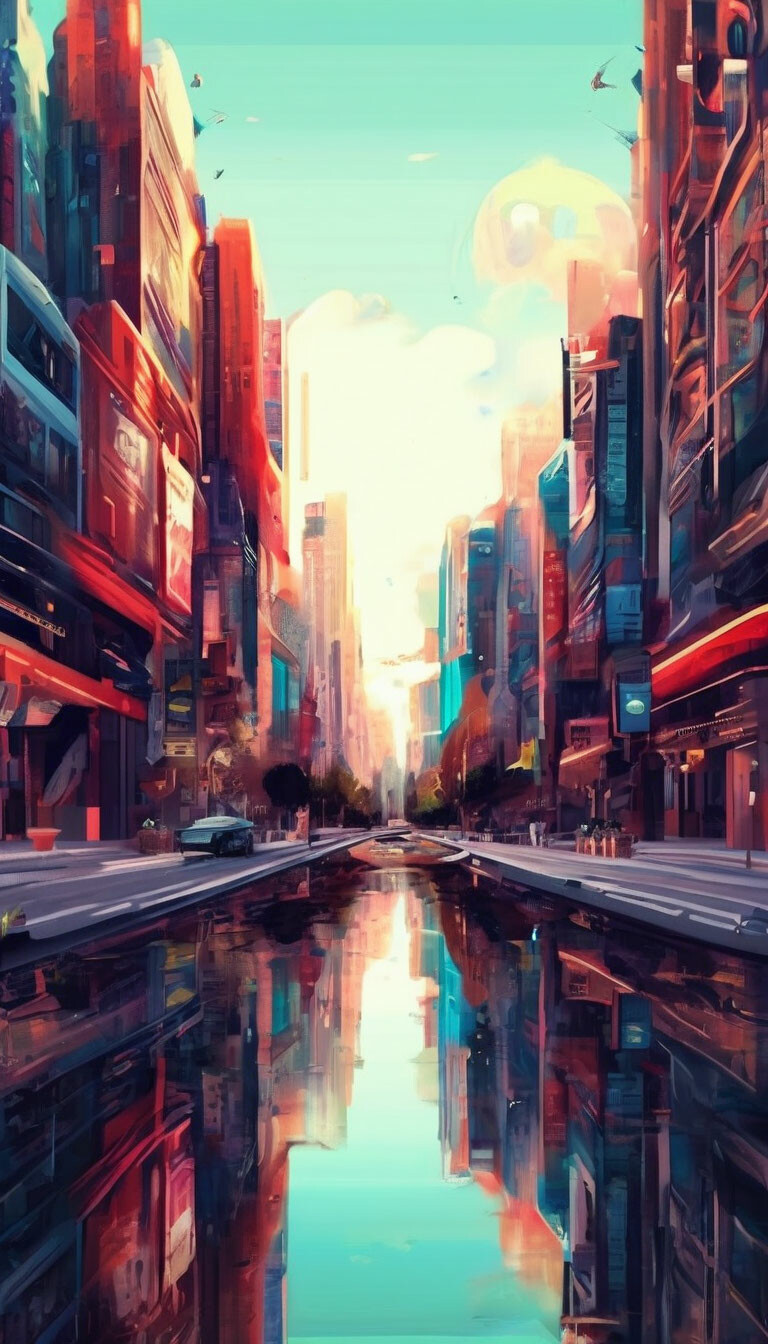 "Fake City" — image created in Shedevrum