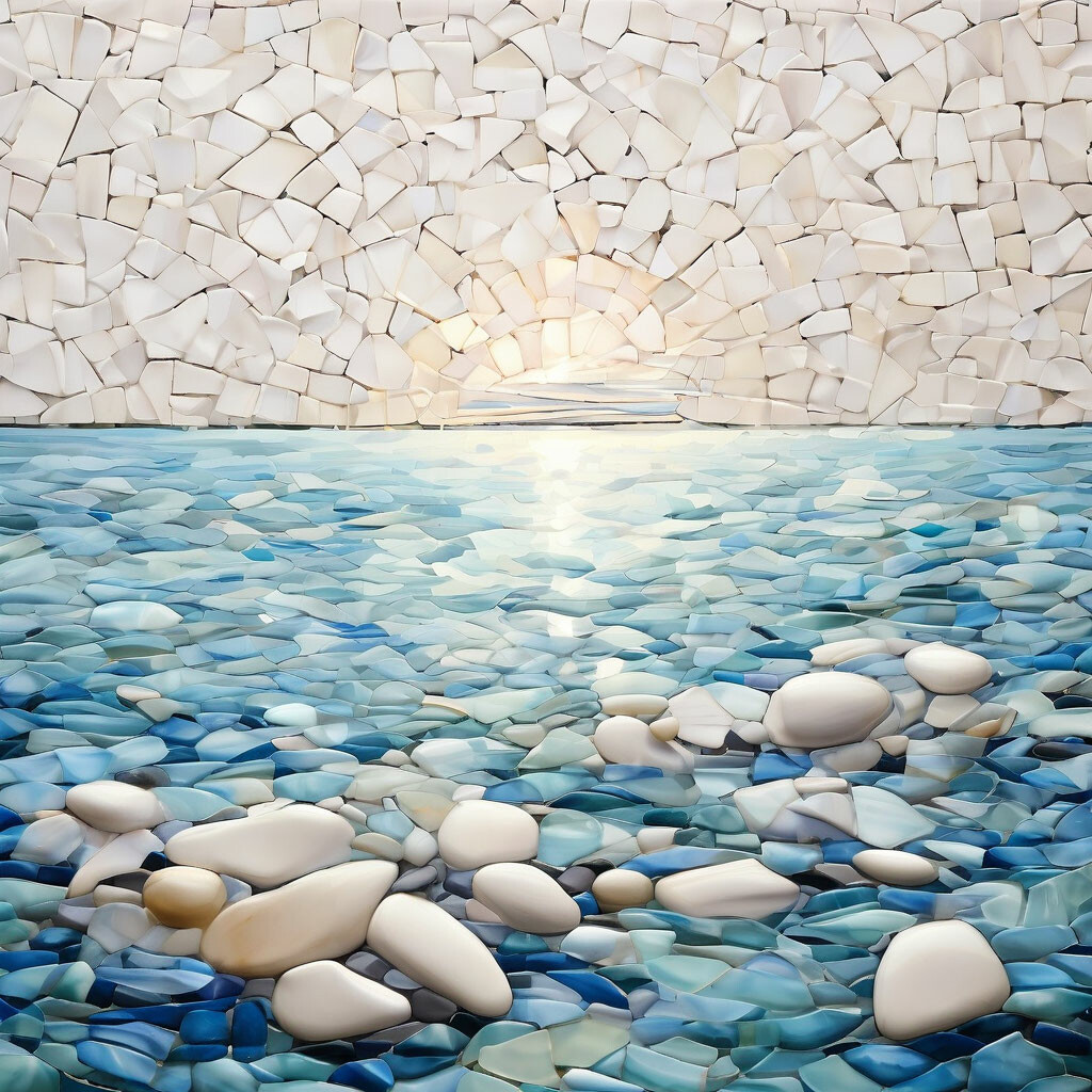 "Mosaic the sea, in the mosaic style (an image composed of many ...