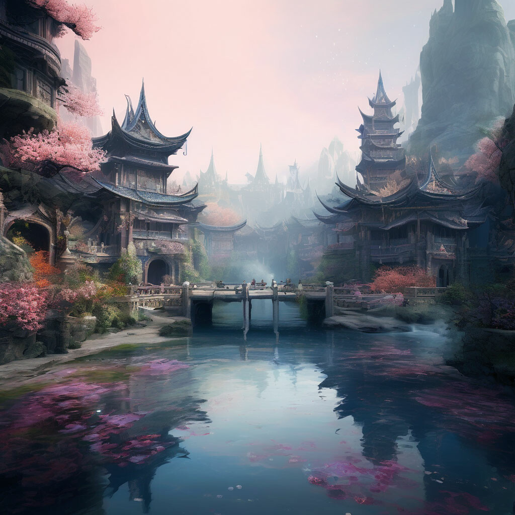 "NARAKA-style city: BLADEPOINT. Professional photo. High resolution ...