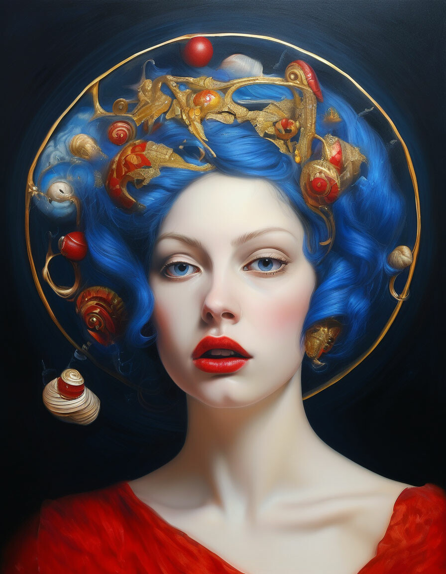 Portrait 'twisted, multifunctional surrealism. 'a diamond-shaped halo ...