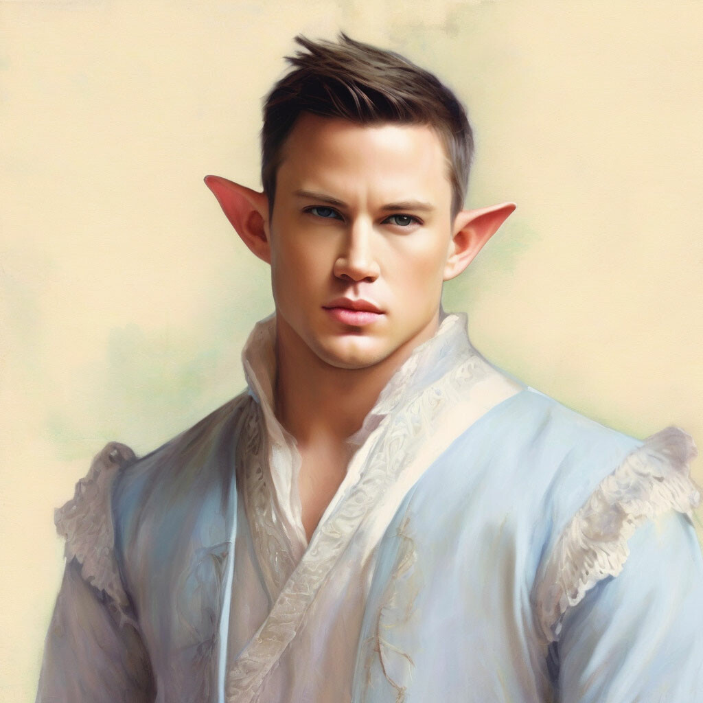 "⚜️ Man, actor Elf Channing Tatum, pointy ears, elf The style of Leon ...
