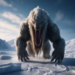 «The arctic monster goes to the camera» — video created in Shedevrum