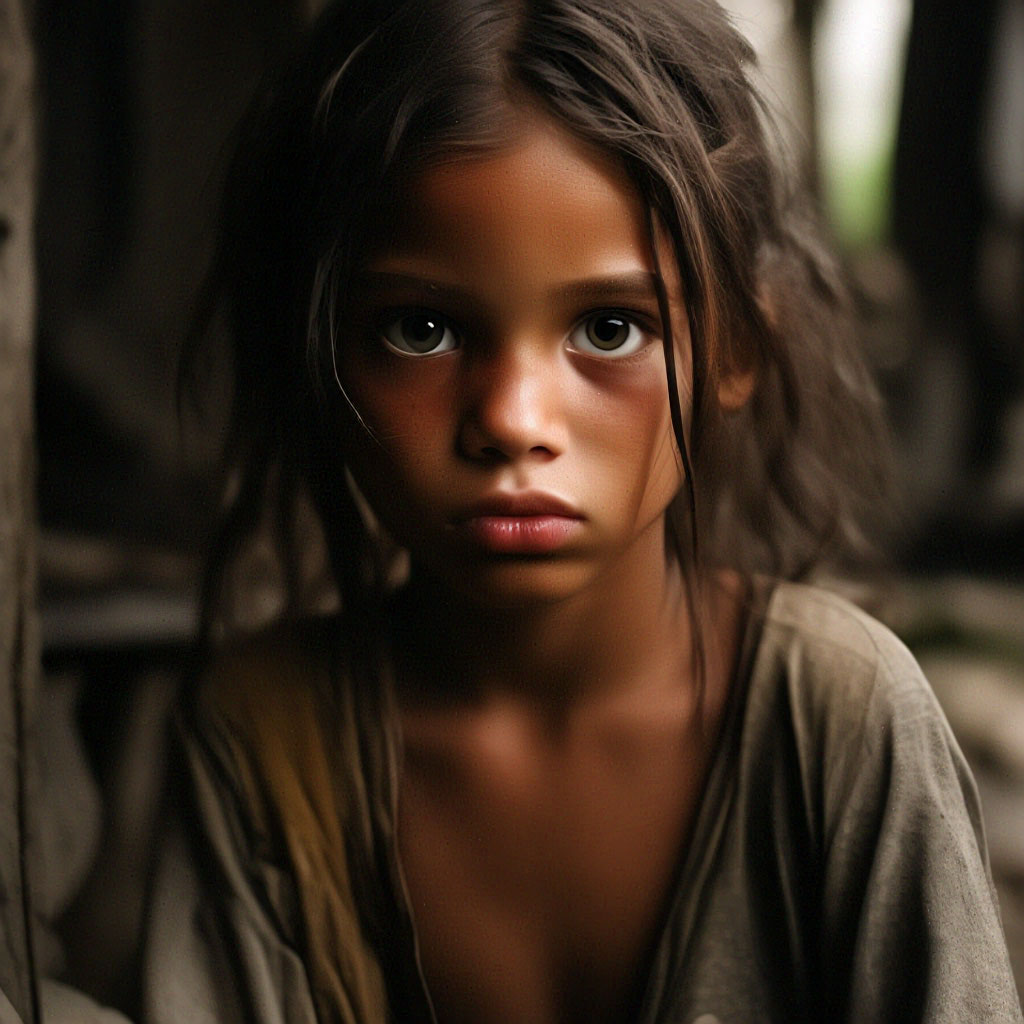 "Show me a very poor girl" — image created in Shedevrum