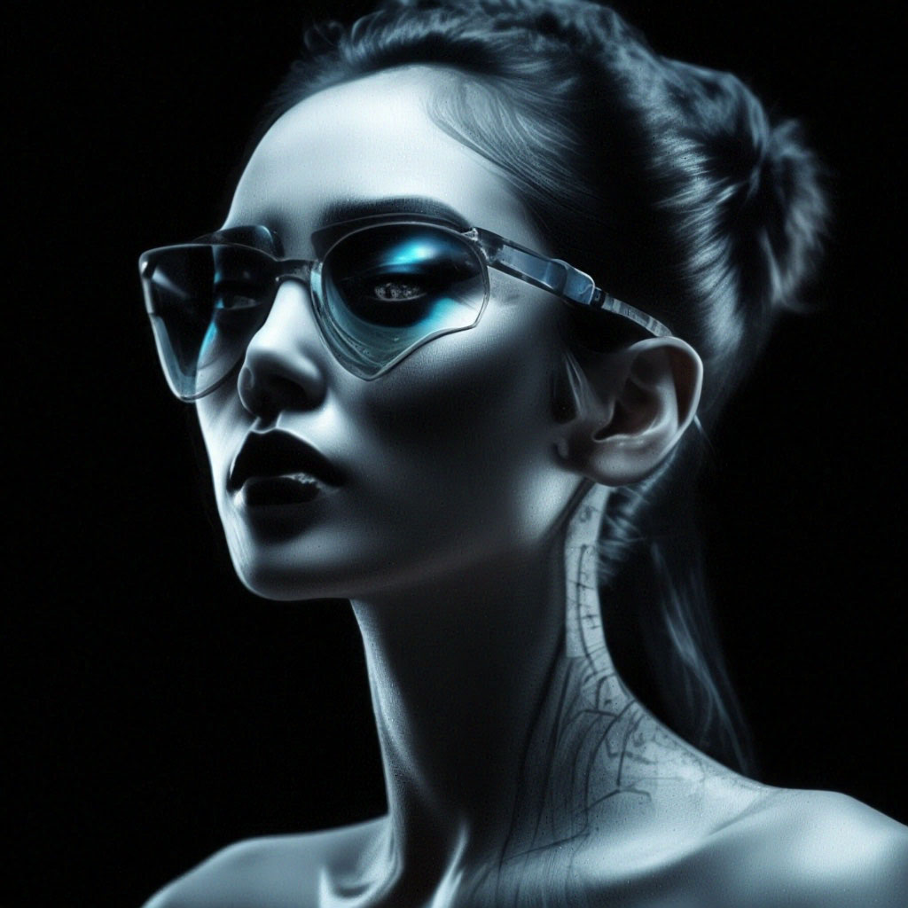 "Amorphous body collage girl, glasses from space fluorescence sketch of ...