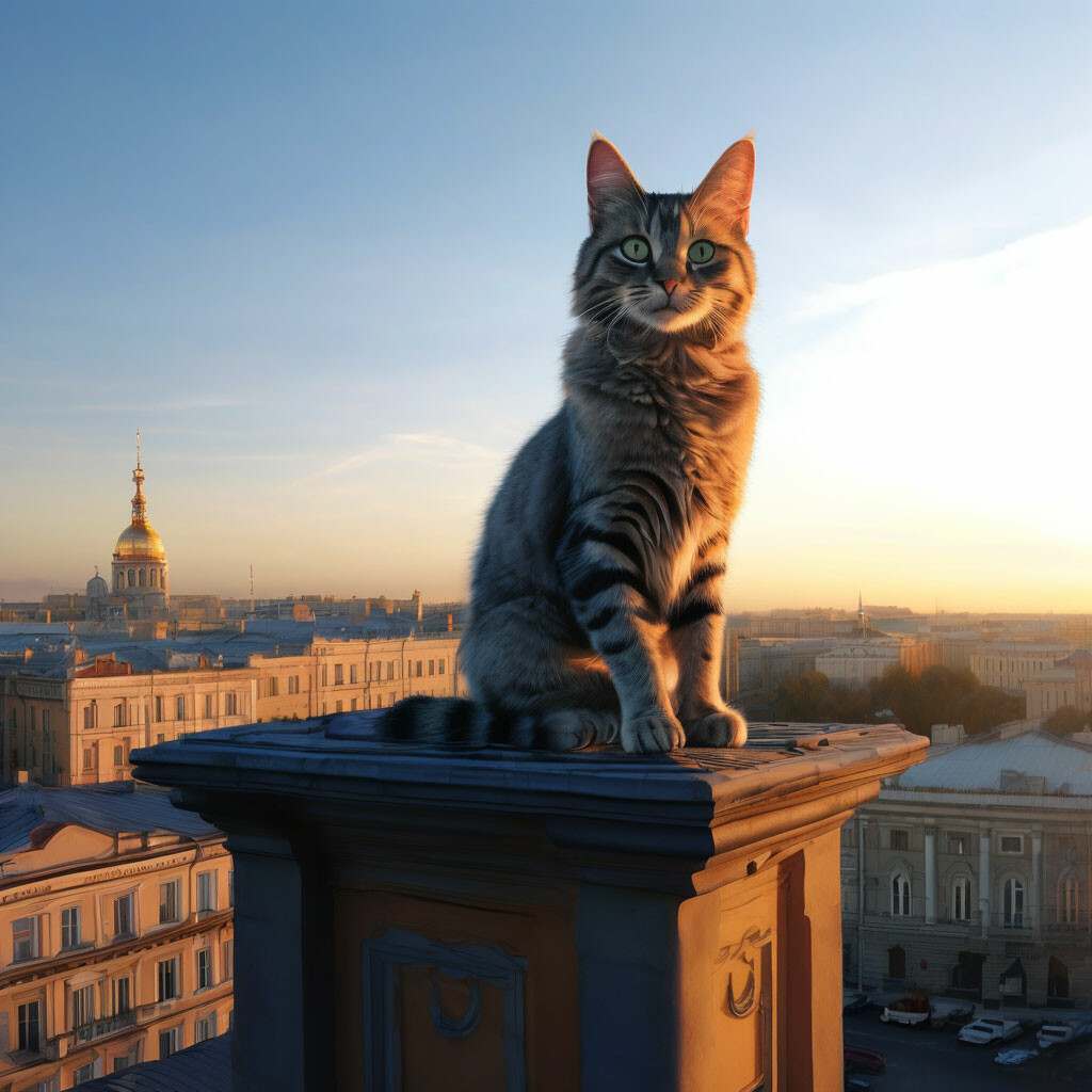 "Realistic cat on the background of the winter palace in St. Petersburg ...