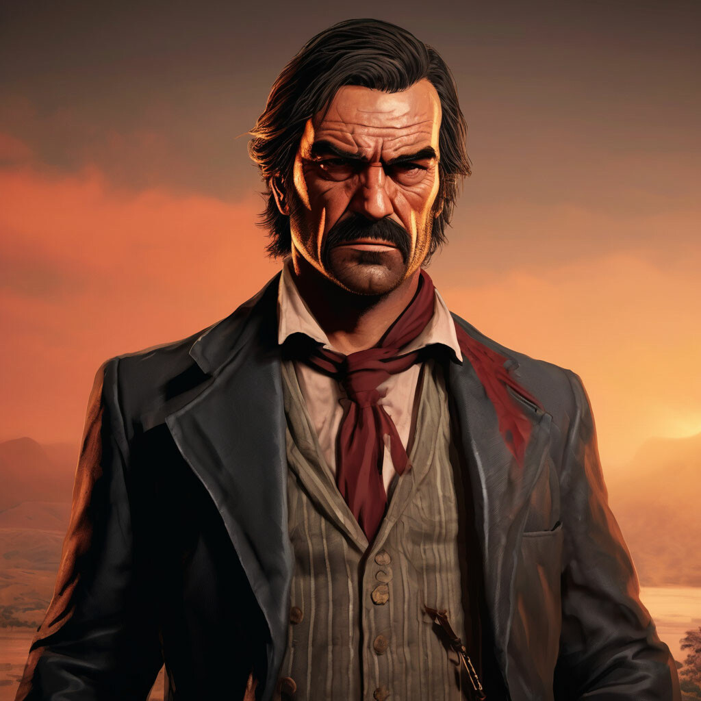 "Dutch van der Linde from the game RDR 2" — image created in Shedevrum