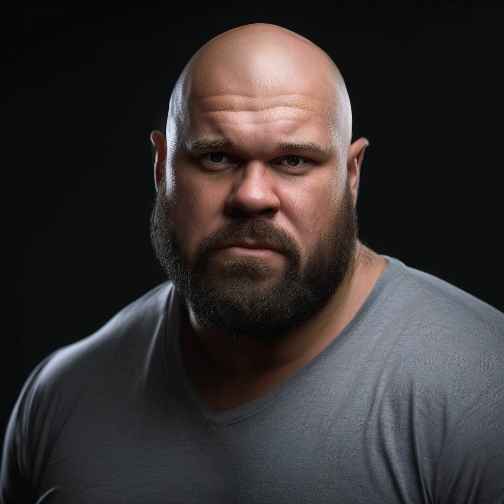 "Big guy, professional photo, realistic" — image created in Shedevrum