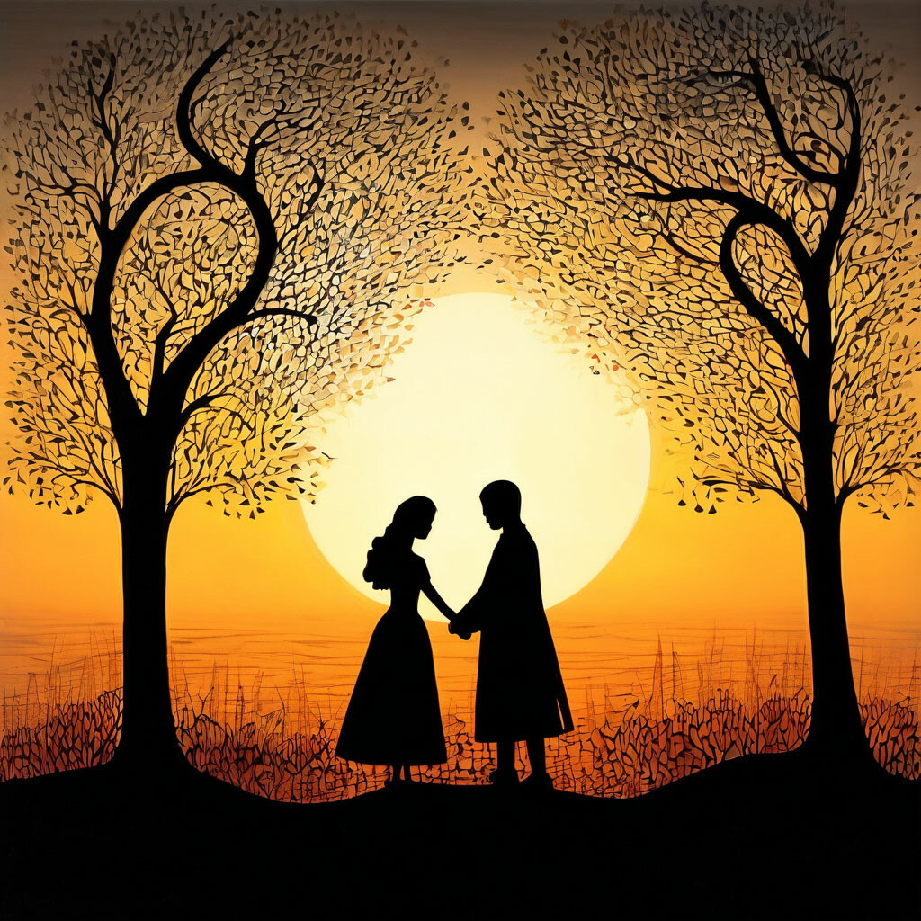 "Silhouettes. Two souls touching. Naive Art Extraordinaire" — image ...
