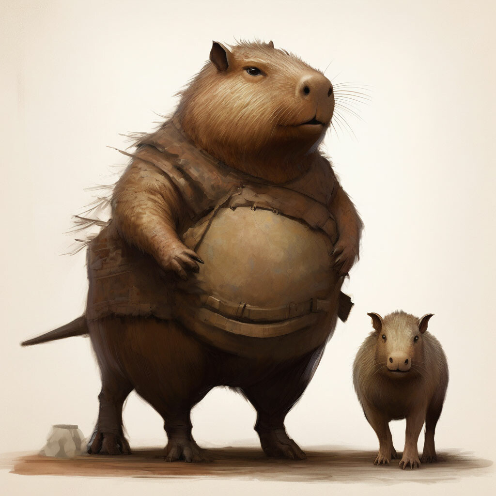 "Hybrid capybara plus minotaur plus …" — image created in Shedevrum