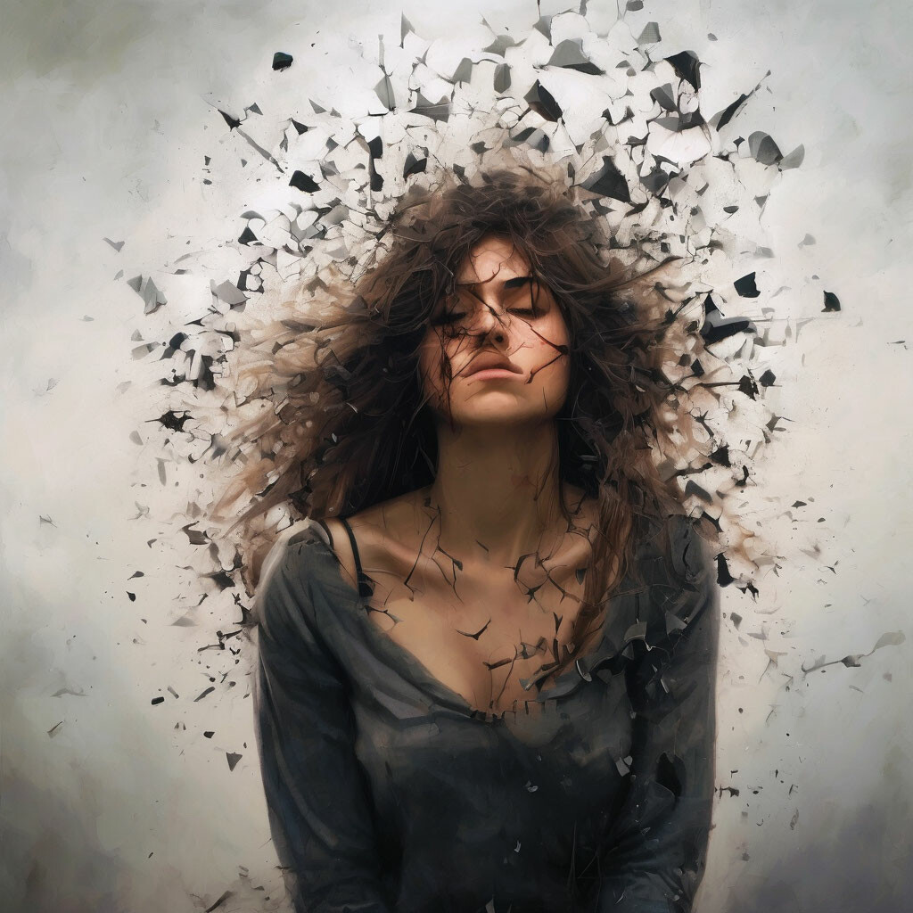 "The girl is broken, feeling devastated, crumbled into pieces, pain ...