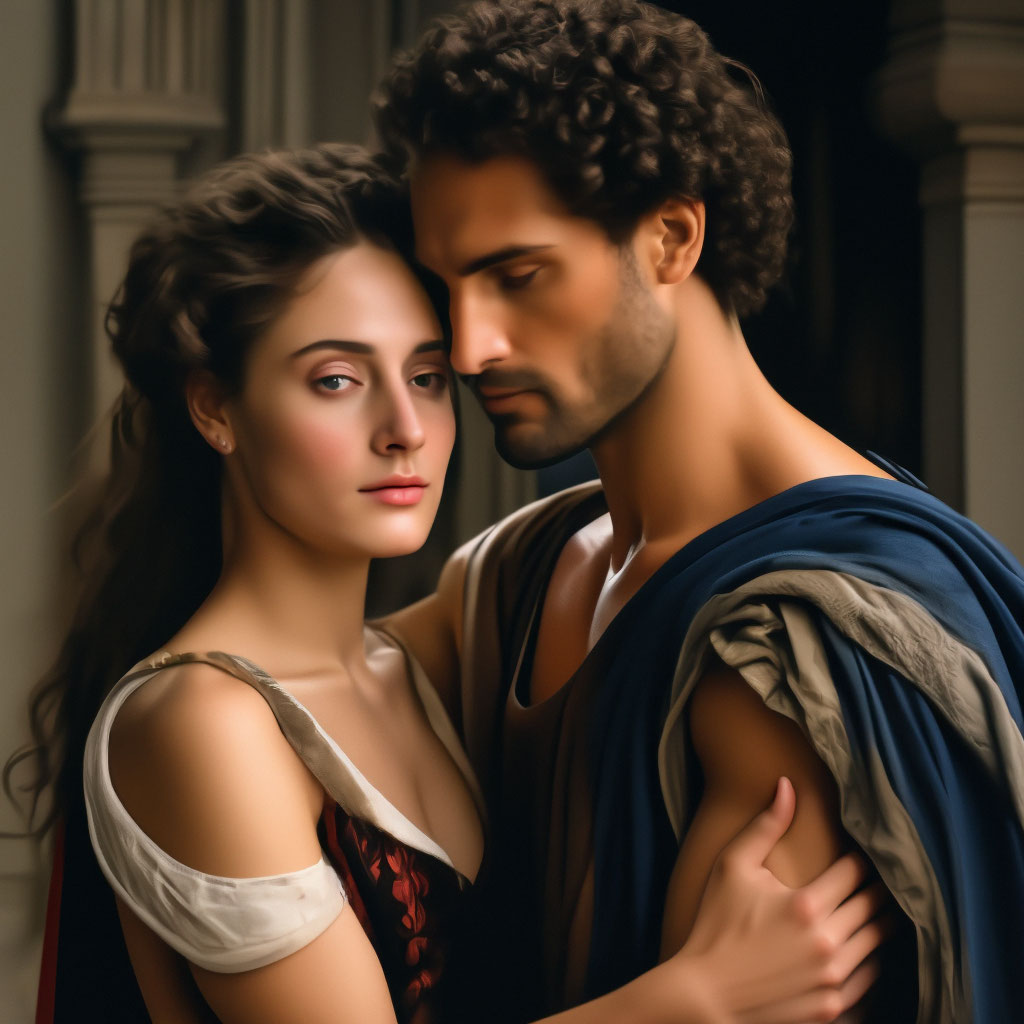"Andromache and her husband" — image created in Shedevrum