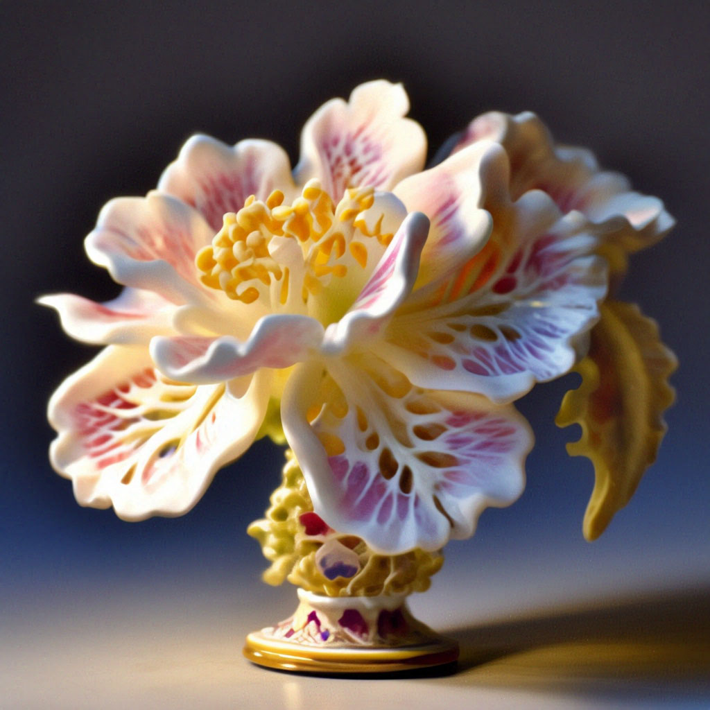 "Bright primrose made of porcelain, Baroque era, filigree, soft ...