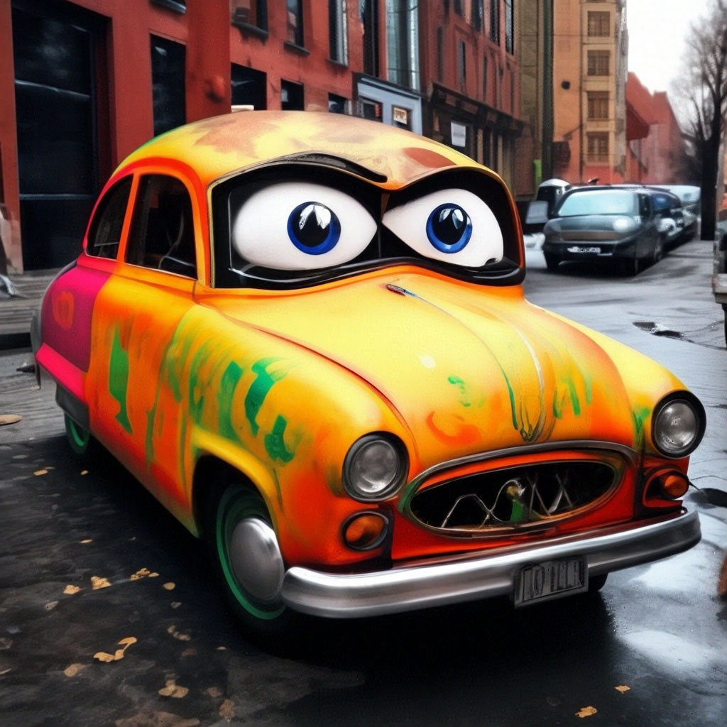 "Stupid car" — image created in Shedevrum