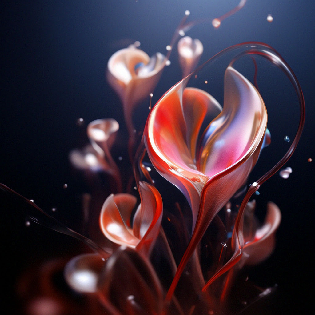 "Color melting sculpture, integral, buds flowers, march, fractal 1/128 ...