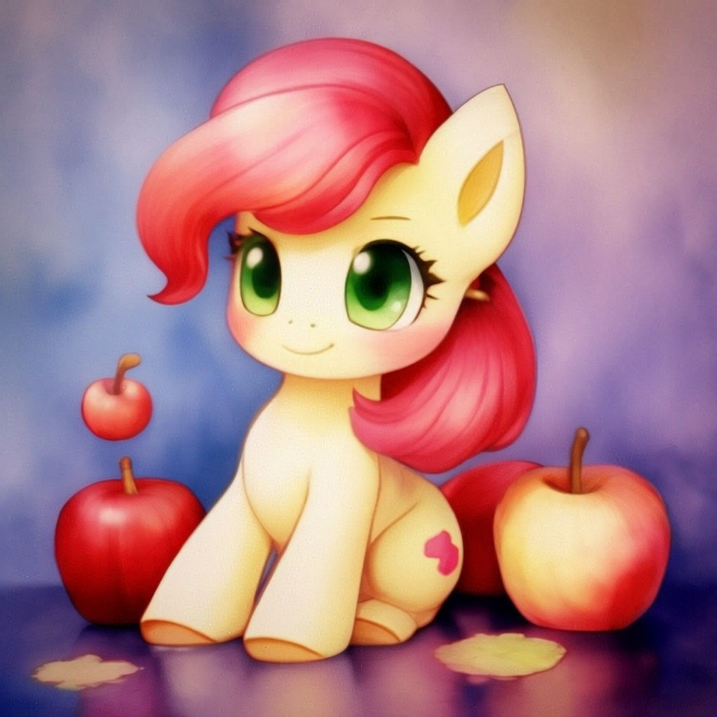 "Apple Blum, APPLE blum, my little pony, MY LITTLE PONY, little pony ...