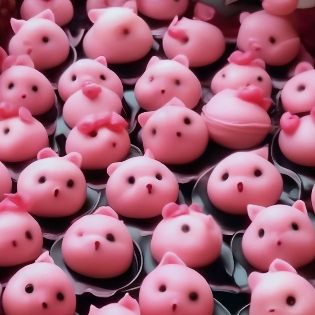"Realistic detailed live pink dumplings cute cute adorable🥟" — image ...