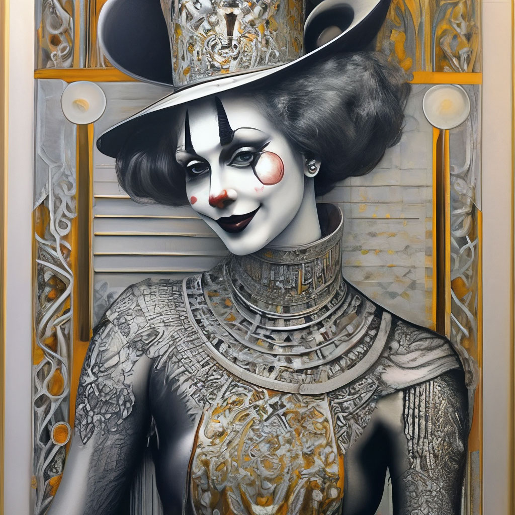 "Circus clown in the style of Klimt,Alphonse Mucha, perfection of ...