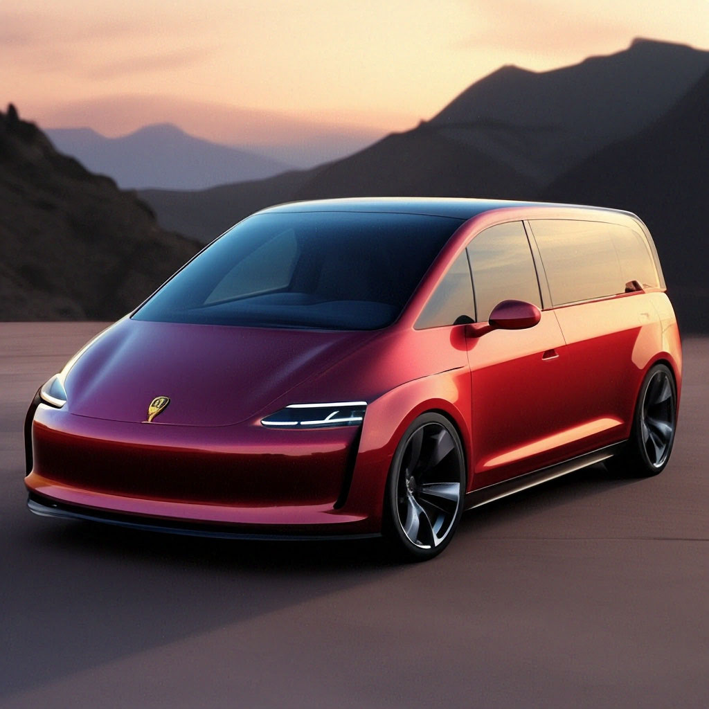 "Porsche 911, minivan" — image created in Shedevrum