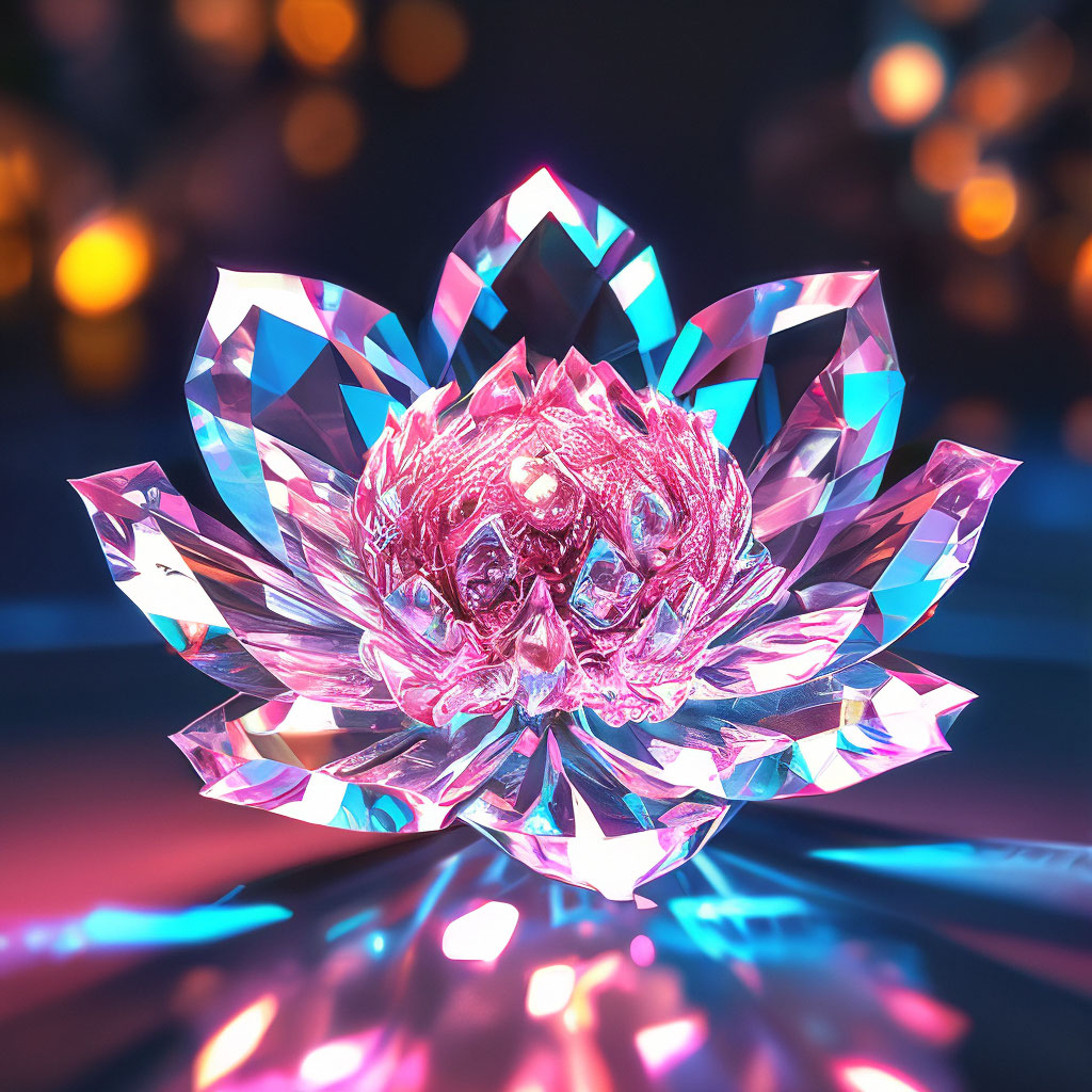 "💫 surrealism crystal peony flower many facets sun on the lumen glare ...