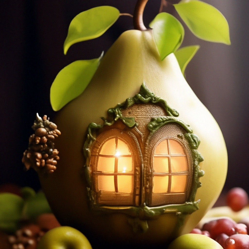 "💫🍐 blooming pear house , bright lighting, aesthetically pleasing ...