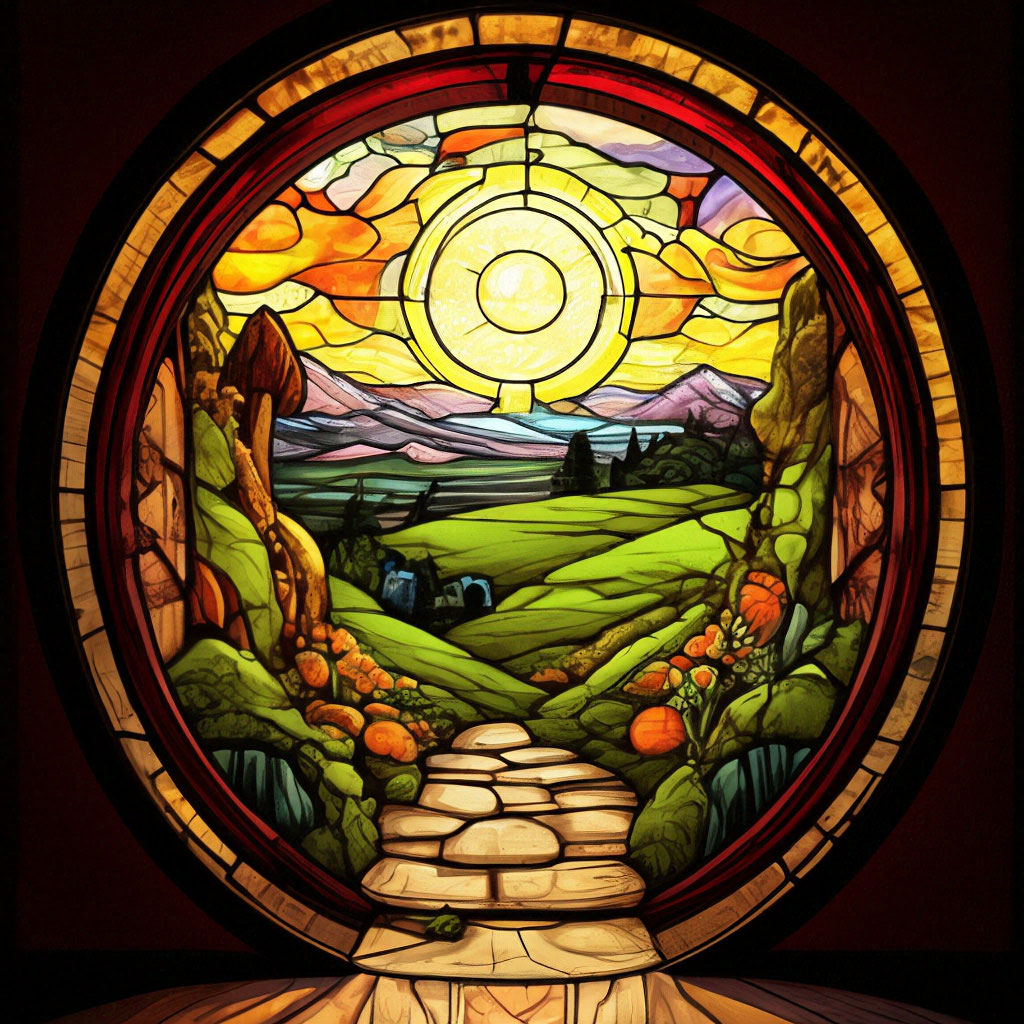 "Stained glass window, illustrations for the book There was a hobbit in ...