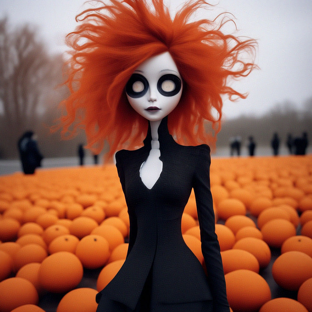 "Tangerine mood style by Tim Burton" — image created in Shedevrum