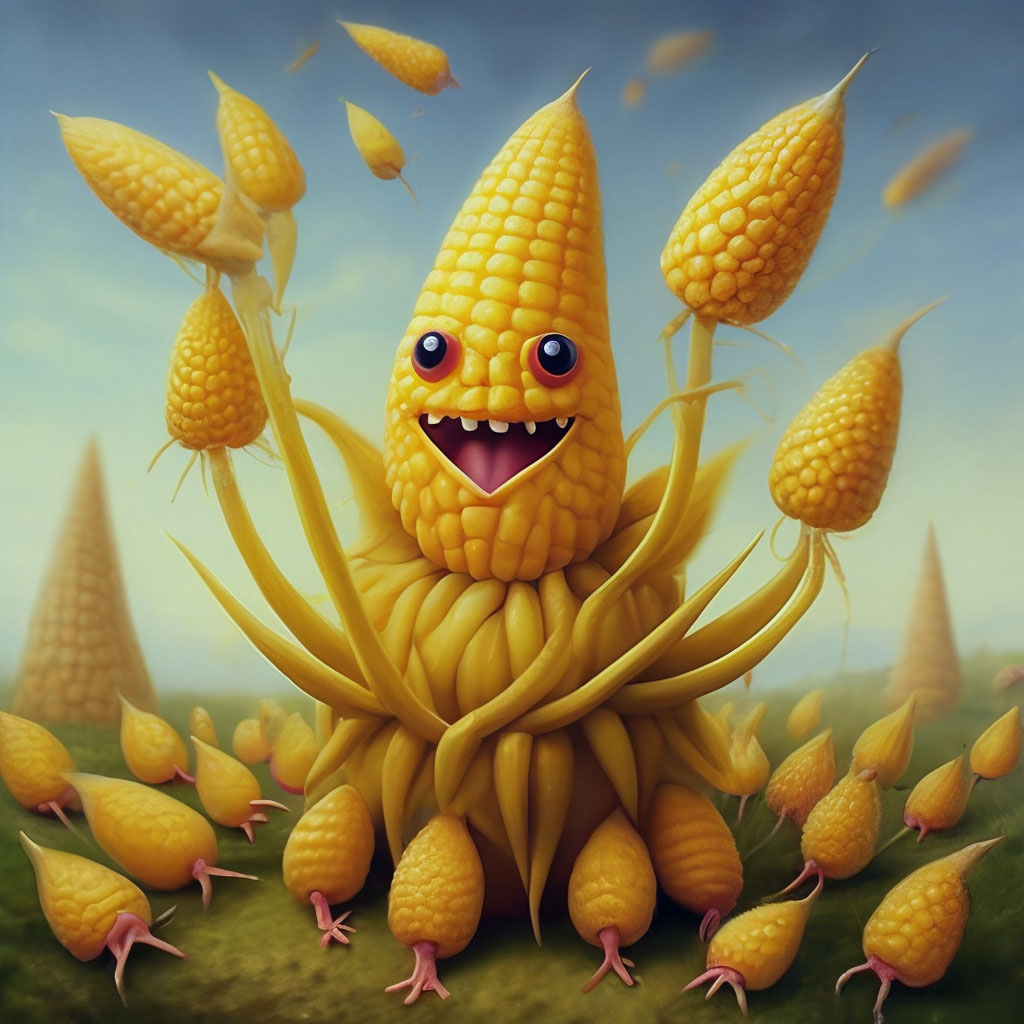 "Corn creatures" — image created in Shedevrum