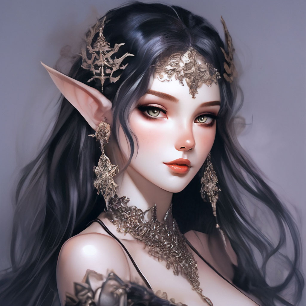 "Dark beauty,aesthetics fantasy,64k,portrait,beautiful elf girl ...