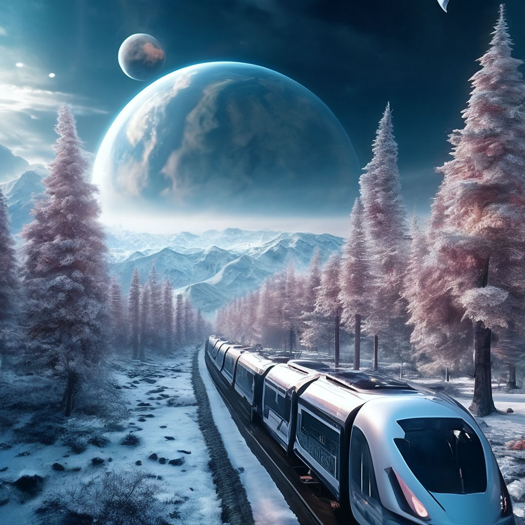 "Professional photo,fantastic world on another planet,winter,future ...