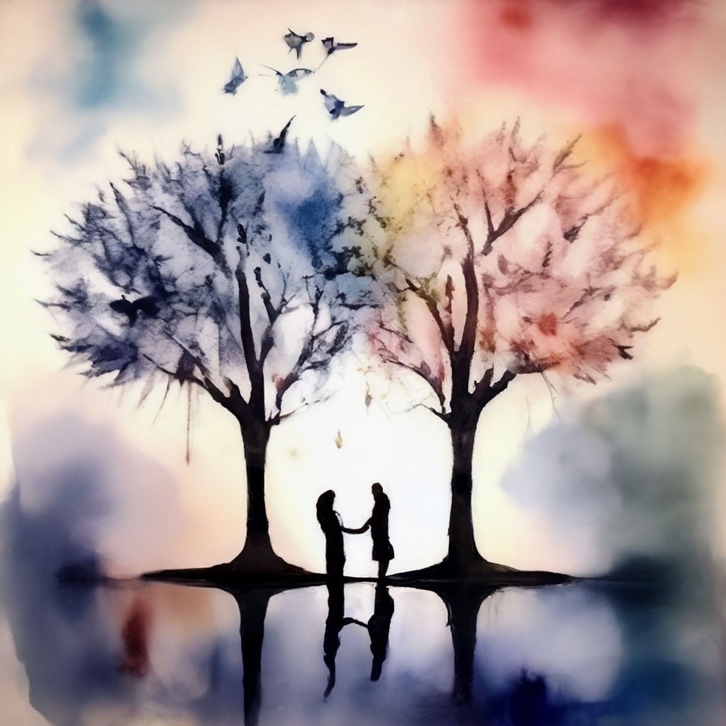 "The tree of separation is naively childish white background ...